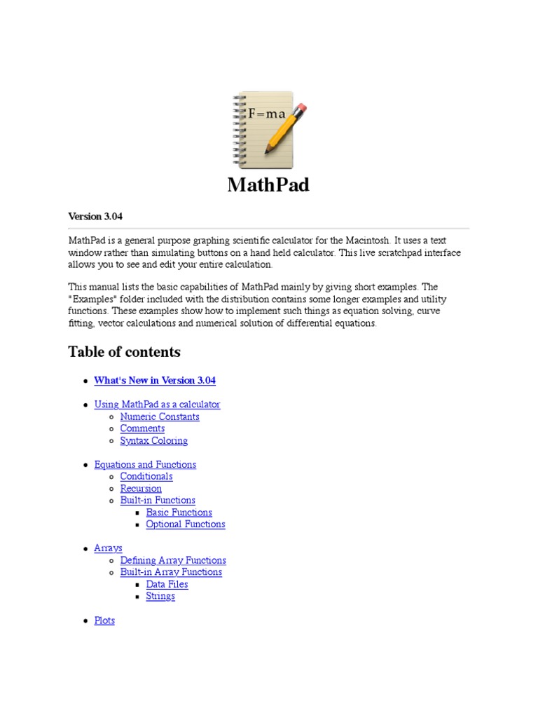 MathPad Help | PDF | Matrix (Mathematics) | Computer File