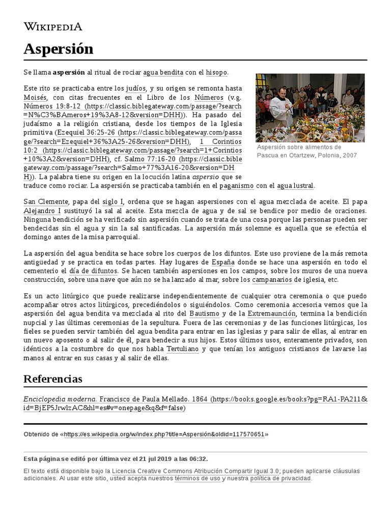 Aspersión | PDF | Adoración Cristiana Y Liturgia | Rituales