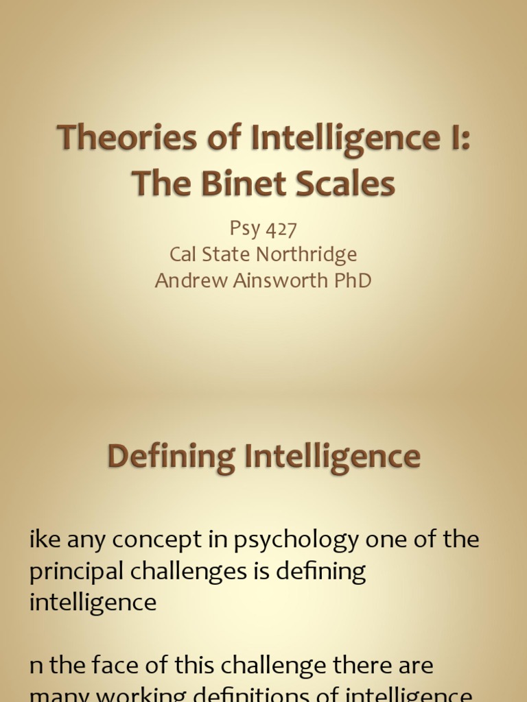Theories of Intelligence The Binet Scales | PDF | Intelligence ...