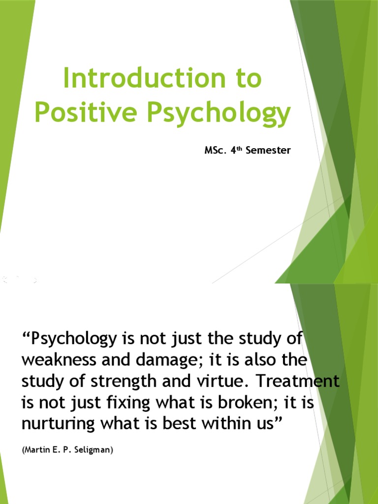 1 - Introduction To Positive Psychology | PDF | Positive Psychology ...