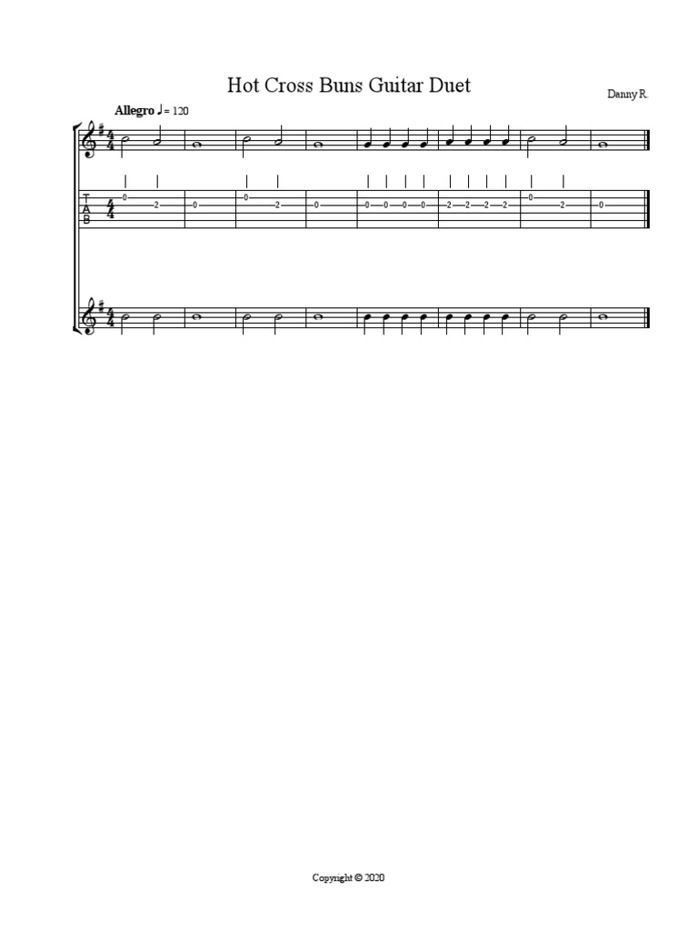 Hot Cross Buns Guitar Duet: Allegro | PDF
