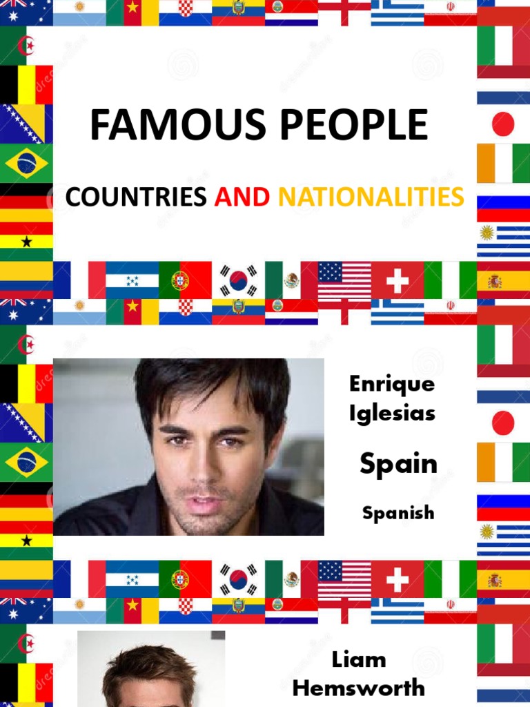 FAMOUS PEOPLE Countries and Nationalities | PDF | Sports & Recreation ...