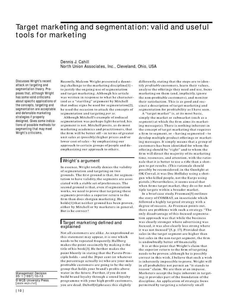 Marketing Segmentation - A Useful Tool | PDF | Market Segmentation ...