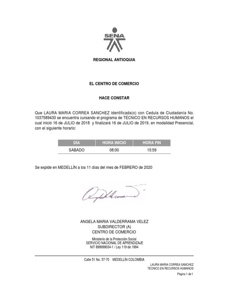 Certificado Sena | PDF