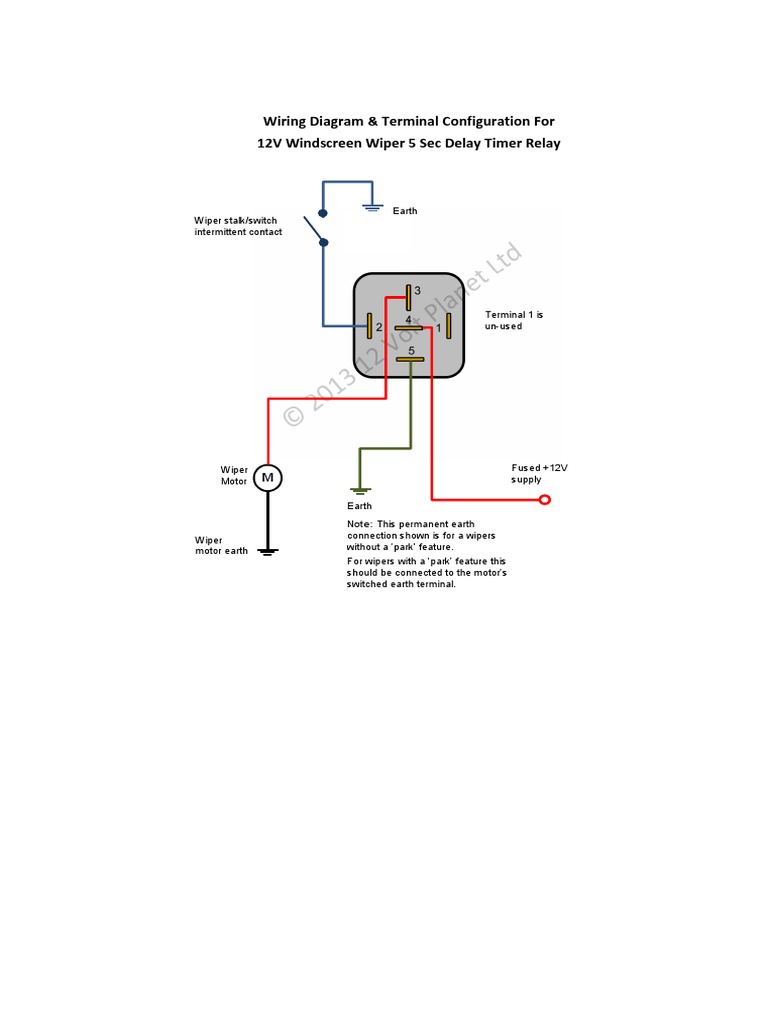 12V Universal Windscreen Wiper 5 Sec Delay Timer Relay Wiring Diagram ...
