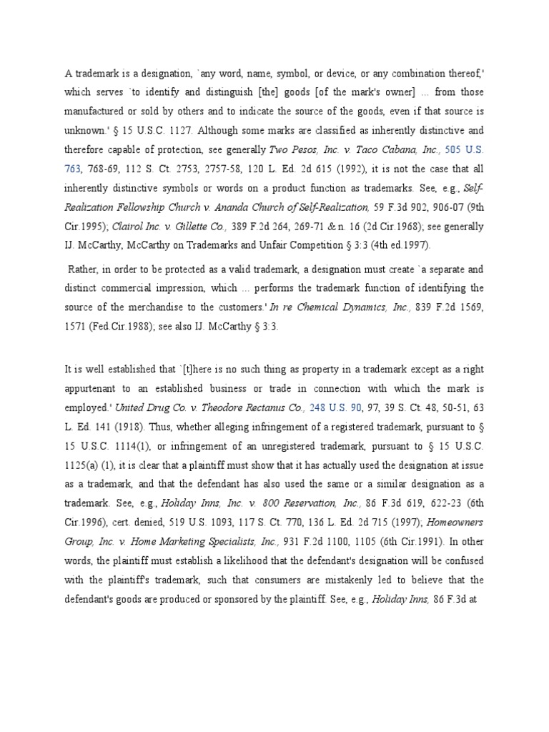 Trademark Case Laws | Download Free PDF | Trademark Infringement ...
