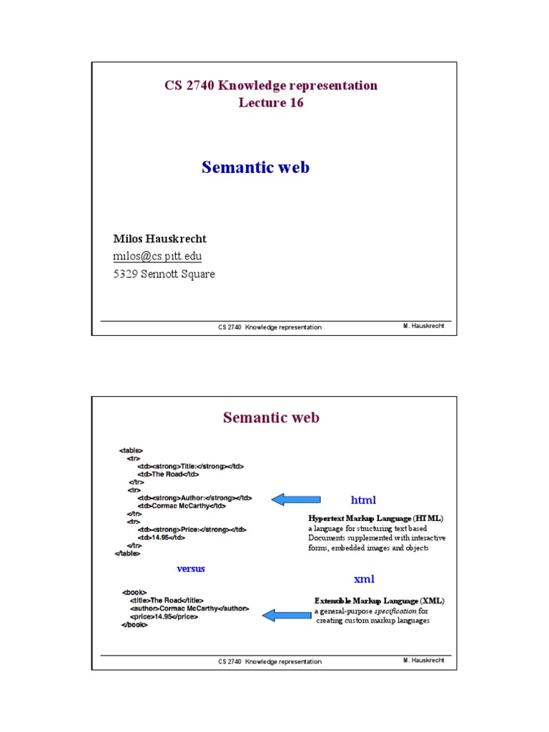 CS2740 Semantic Web Overview | PDF | Resource Description Framework | Knowledge Representation ...