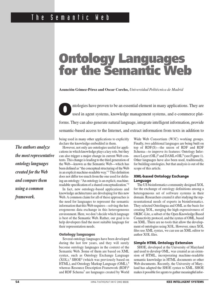 Ontology Languages For The Semantic Web | PDF | Resource Description Framework | Semantic Web