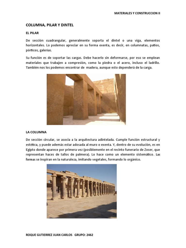 Columna, Pilar y Dintel | Descargar gratis PDF | Columna | Diseño ...