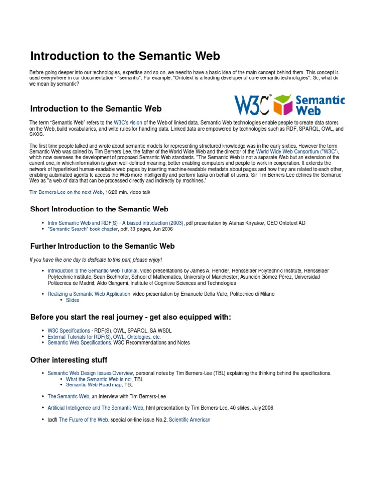 Introduction To The Semantic Web | PDF | Resource Description Framework | Semantic Web
