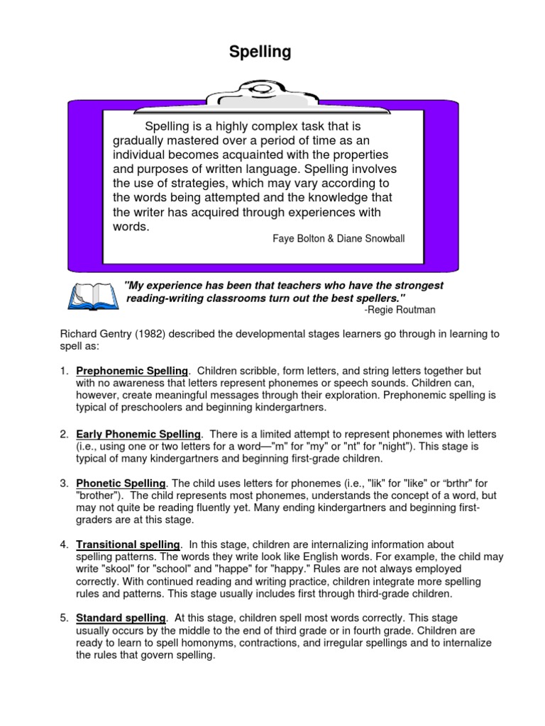 Understanding the Developmental Stages of Spelling Acquisition and ...