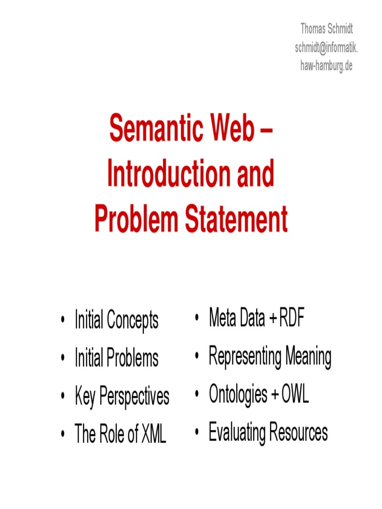 Semantic Web - Introduction and Problem Statement | PDF | Resource Description Framework ...