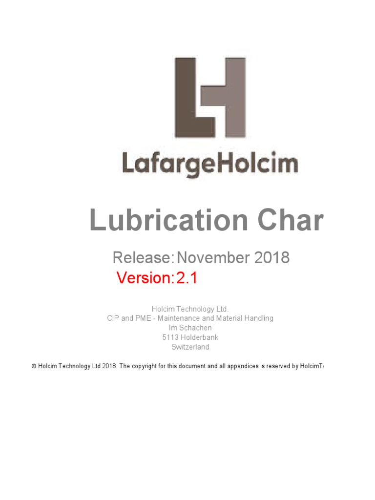 Lubrication Chart Template V2.1 | PDF | Lubricant | Soft Matter