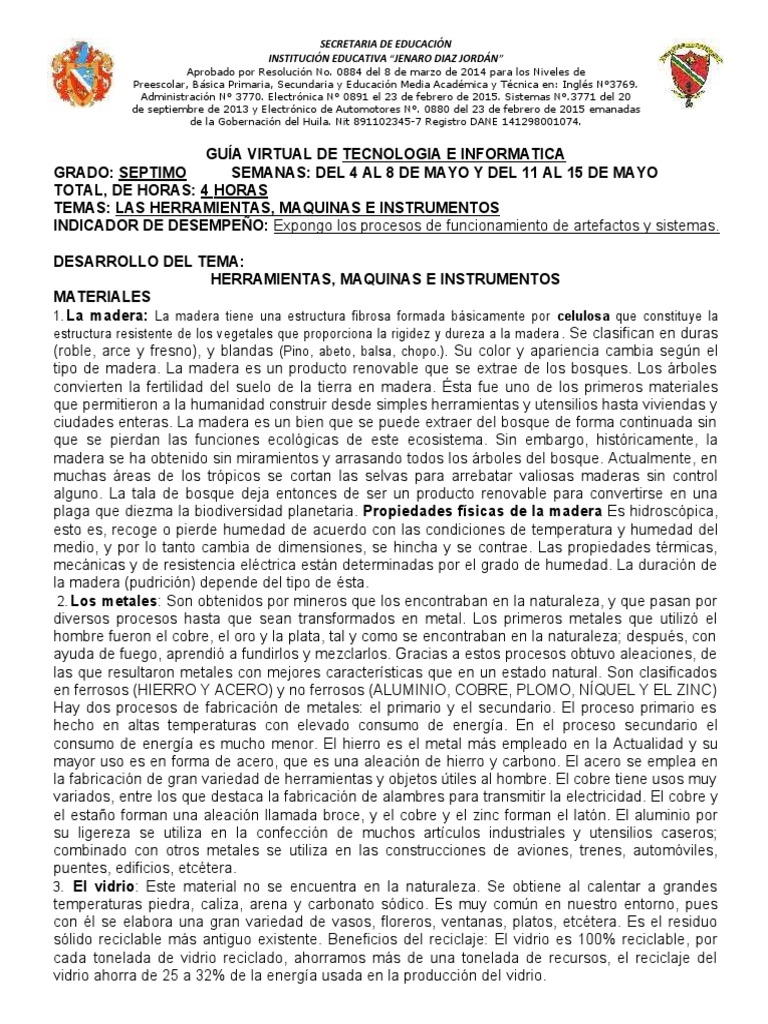 Tecnologia e Informatica Septimo | PDF | Papel | El plastico