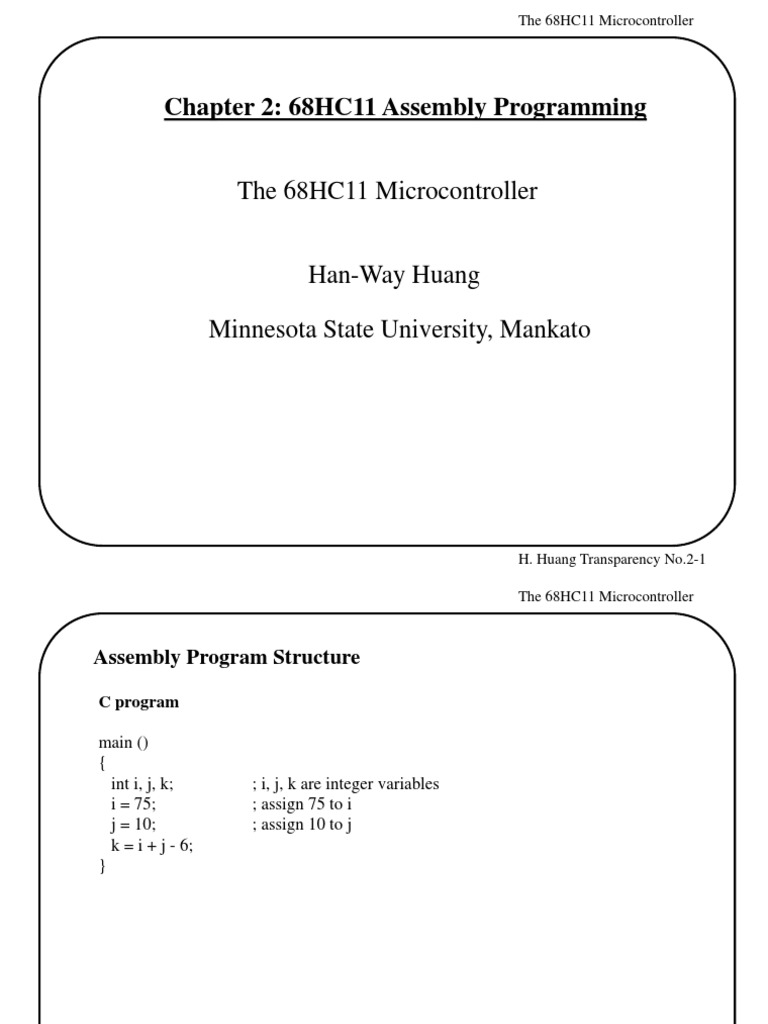 68HC11 Assembly Programming | PDF | Assembly Language | Binary Coded ...