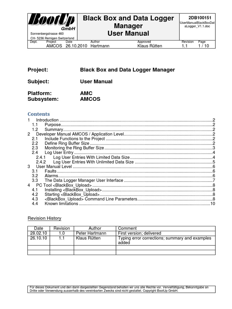 Black Box and Data Logger Manager User Manual | PDF | Subroutine | Command Line Interface