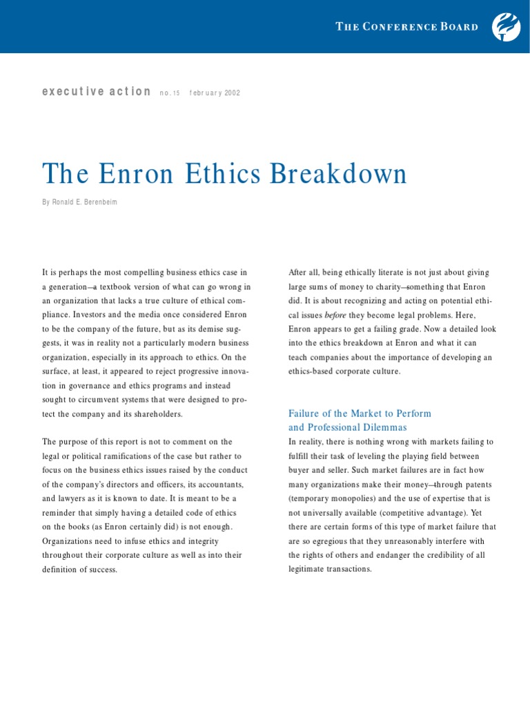 The Enron Ethics Breakdown: Executive Action | PDF | Law