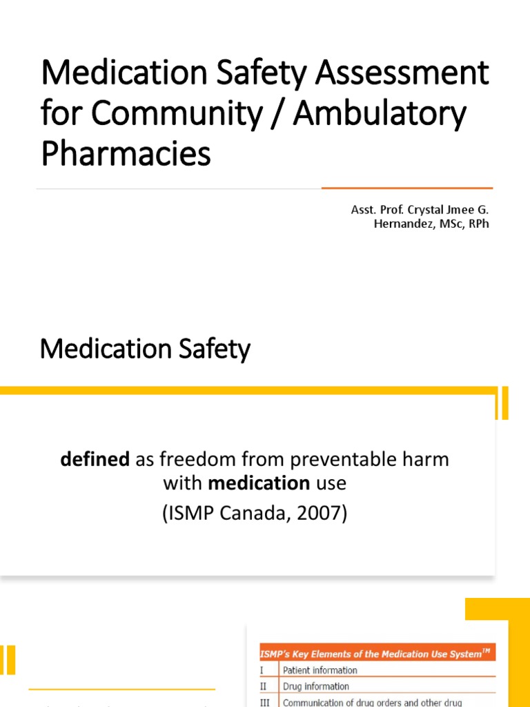 Medication Safety Assessment For Community - Chap 1 and 2 Discussion ...