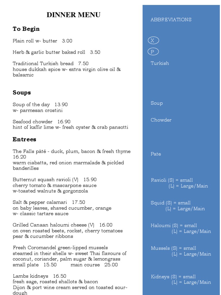 Dinner With Abbreviations | Download Free PDF | Cuisine | Cooking
