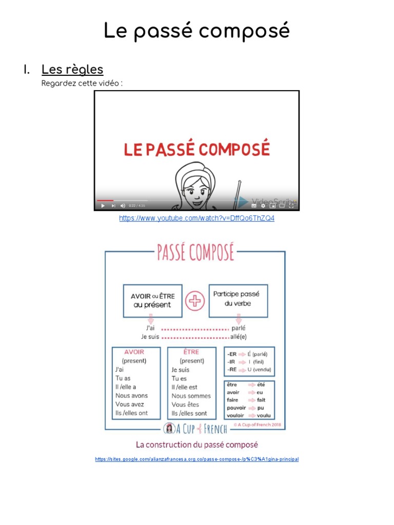 Exercices sur le passé composé | PDF | Échecs