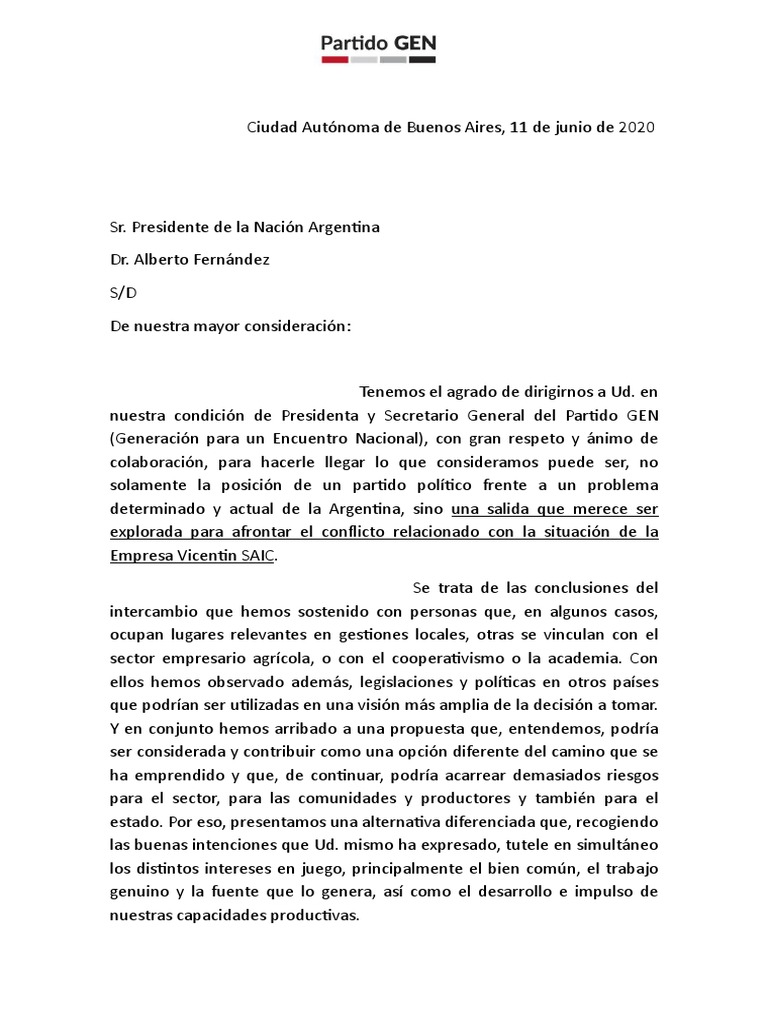 Carta Gen Alberto. | PDF | Finanzas y dinero