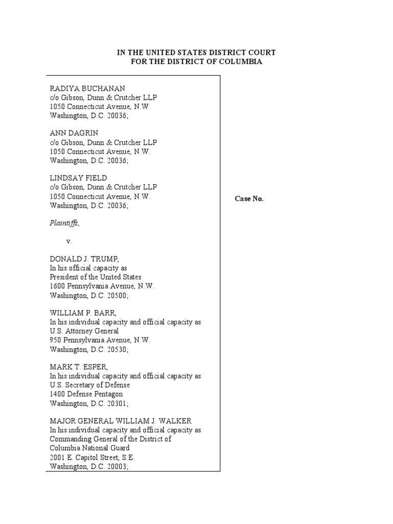 Lafayette Park Protest Lawsuit | PDF | First Amendment To The United ...
