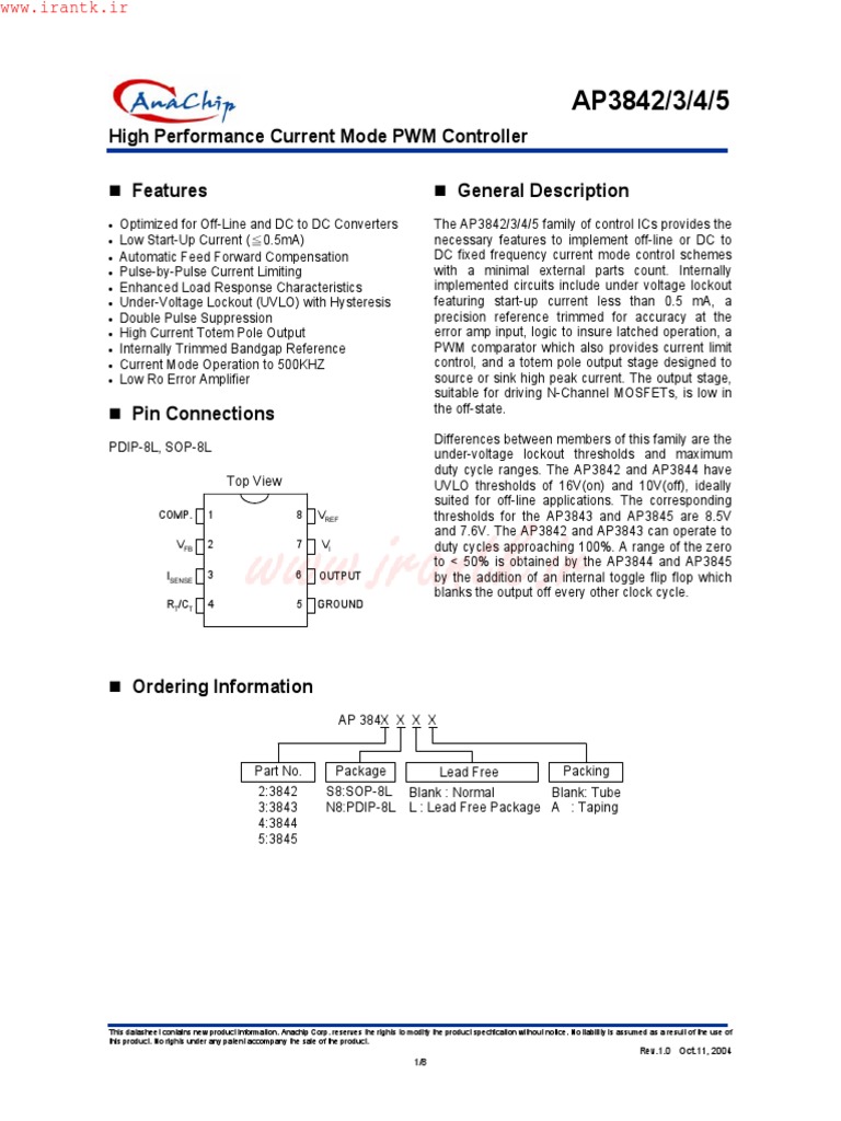 Features General Description: High Performance Current Mode PWM Controller | PDF | Amplifier ...