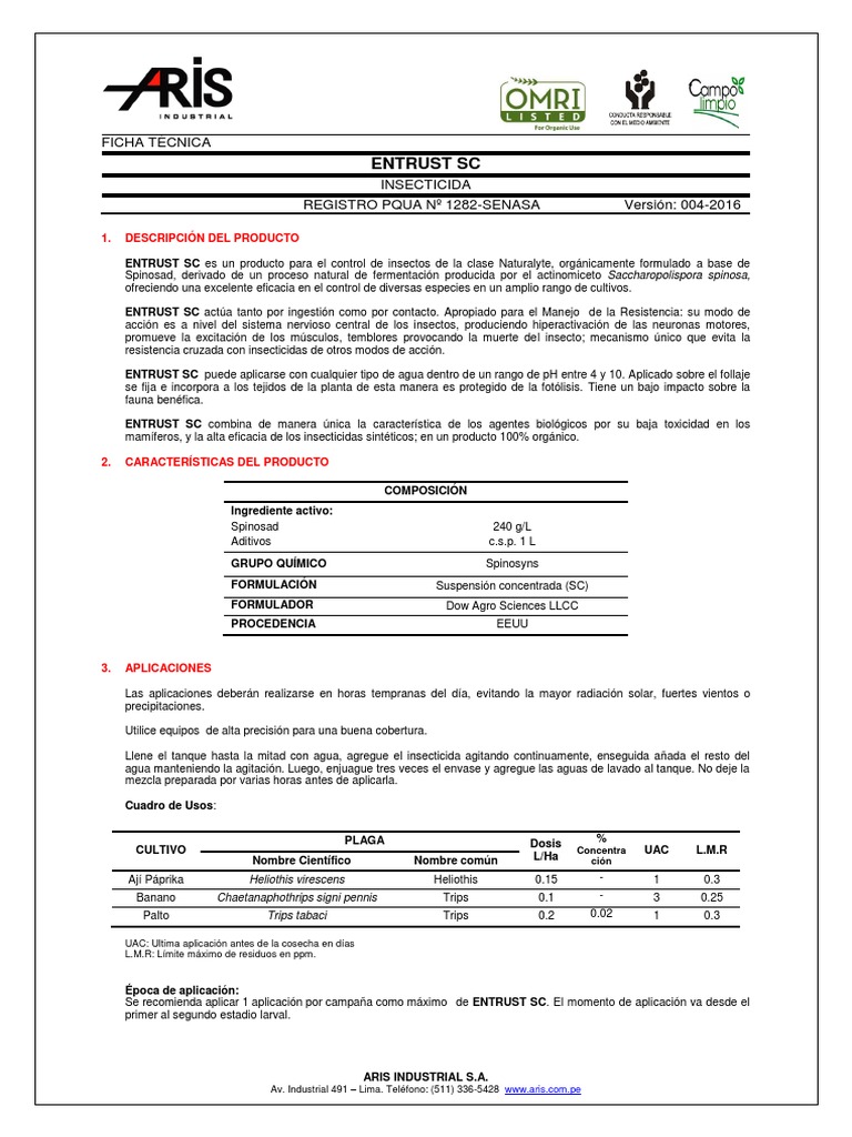 F.T Entrust | PDF | Insecticida | Insectos