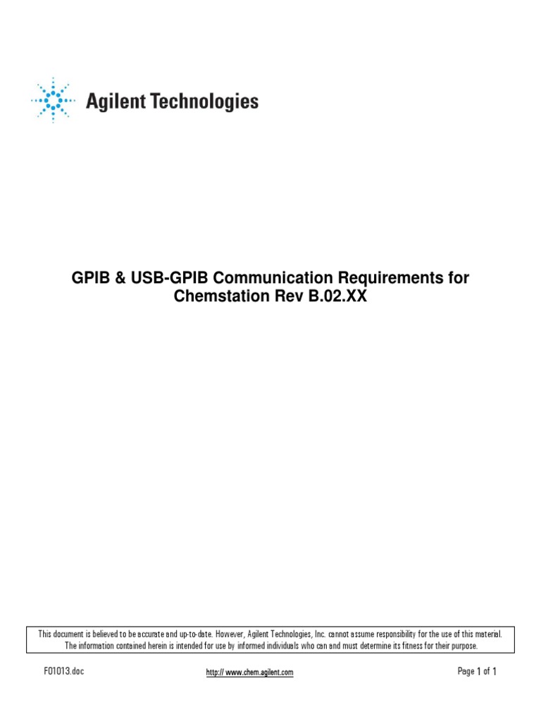 GPIB & USB-GPIB Communication Requirements Agilent Instruments | PDF ...