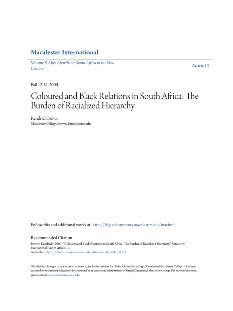 Racial Hierarchy in South Africa: Examining the Divisive Legacy of ...
