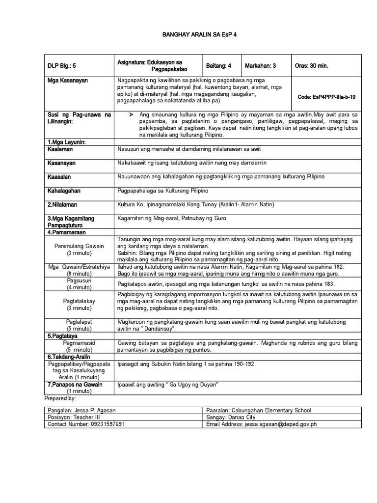 DLP # 5 EsP4 q3 | PDF