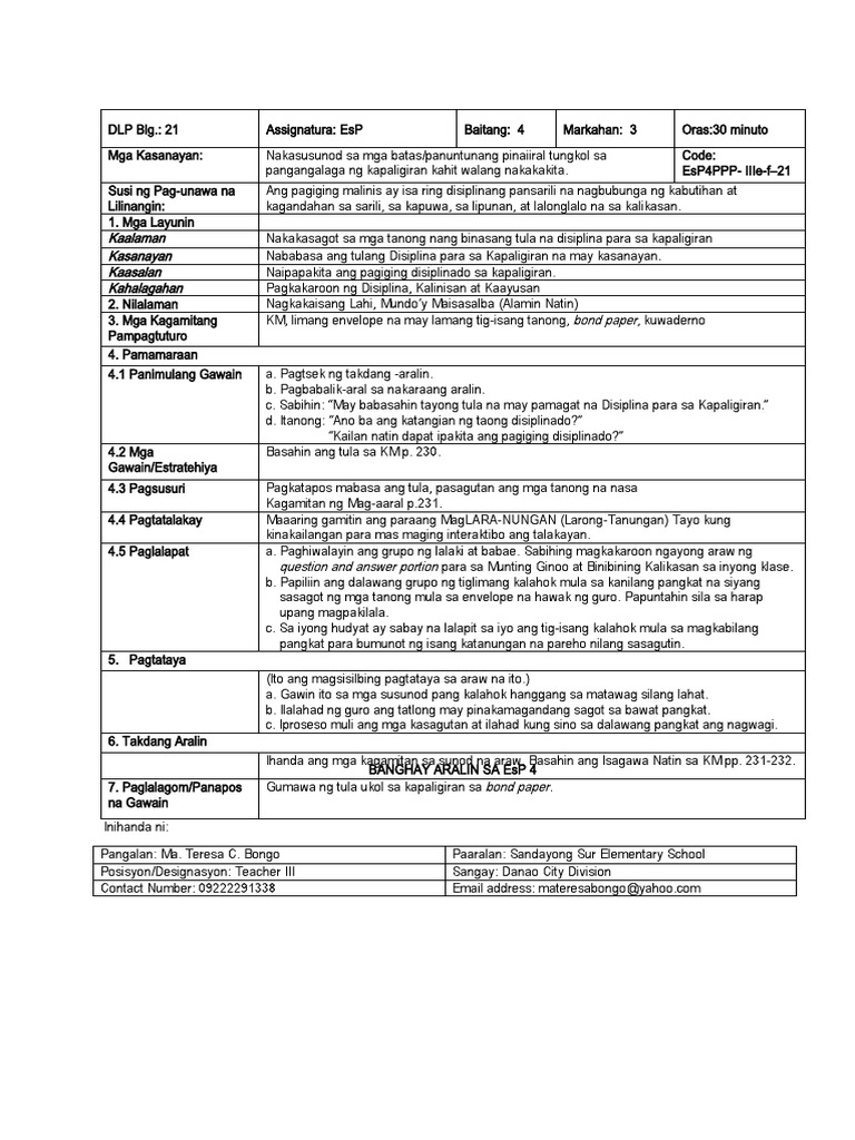 DLP No.21 ESP5 Q3 | PDF