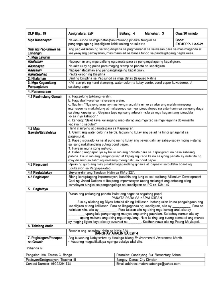 DLP No.19 ESP5 Q3 | PDF