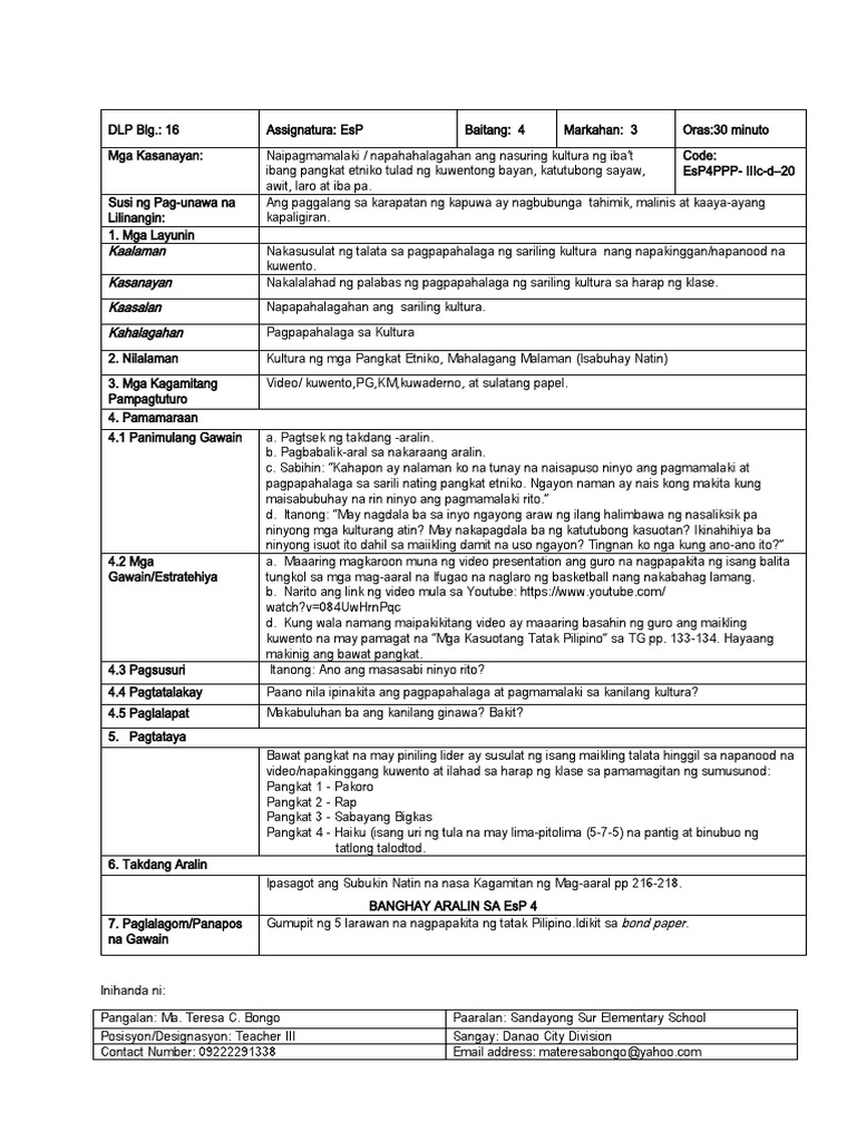 DLP No.16 ESP5 Q3 | PDF