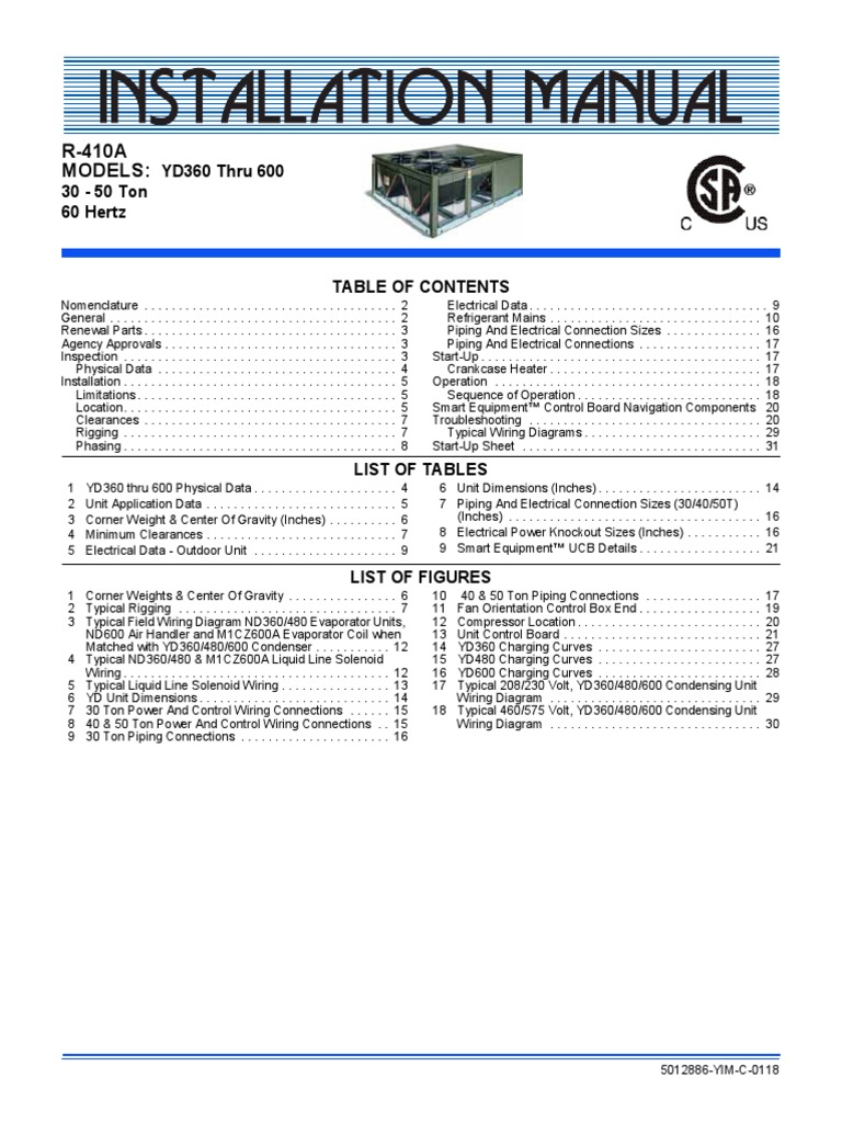 Manual de Instalacin YORK YD Series MILLENIUM | PDF | Valve | Home ...