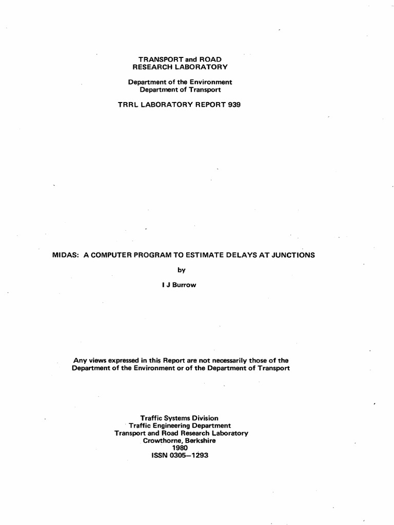 TRRL Report 939 PDF | PDF | Traffic | Acceleration