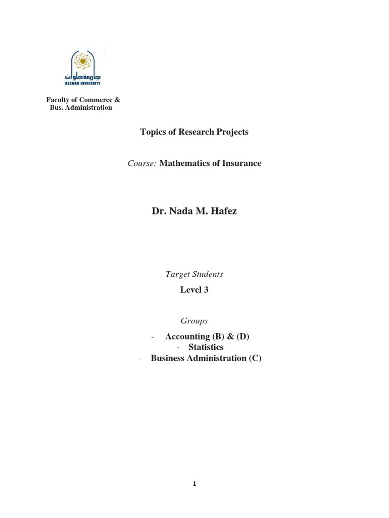 Mathematics of Insurance (DR Nada) | PDF | Risk | Insurance