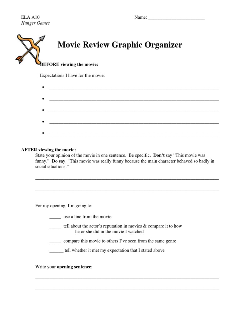 Movie Review Graphic Organizer PDF | PDF | Games & Activities