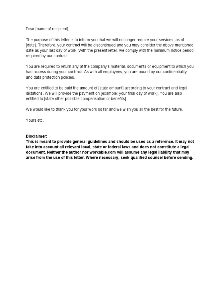 Employee Contract Termination Letter | PDF