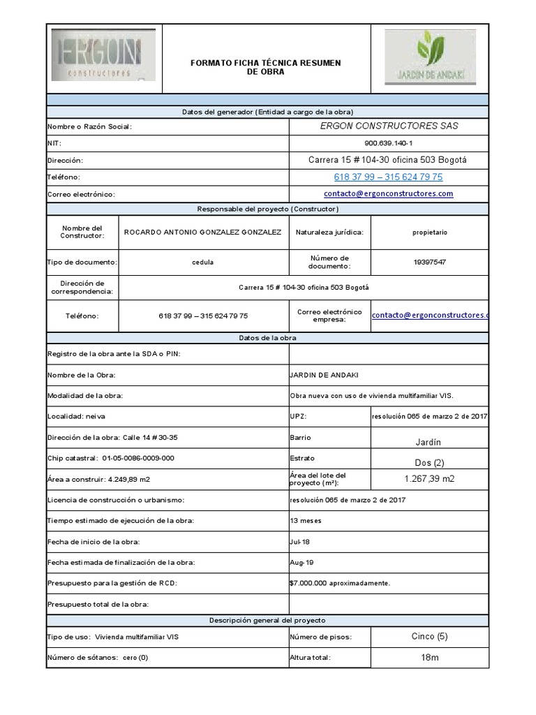 Ficha Tecnica de La Obra | Descargar gratis PDF | Business