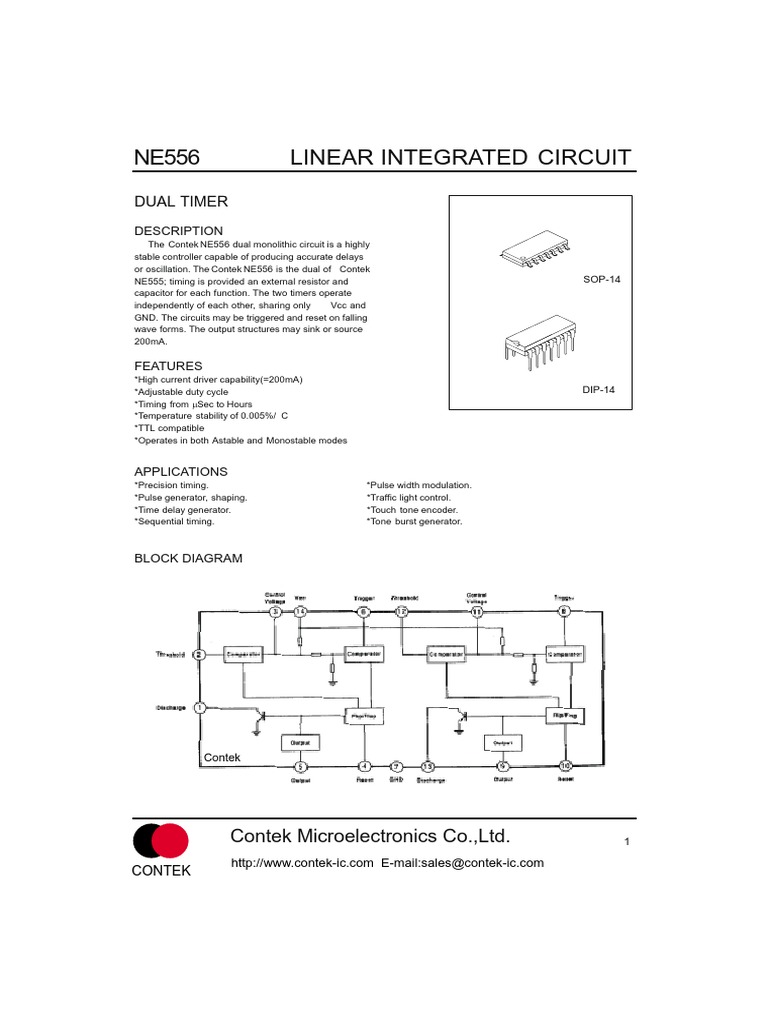 NE556 Linear Integrated Circuit: Dual Timer | PDF | Electrical ...