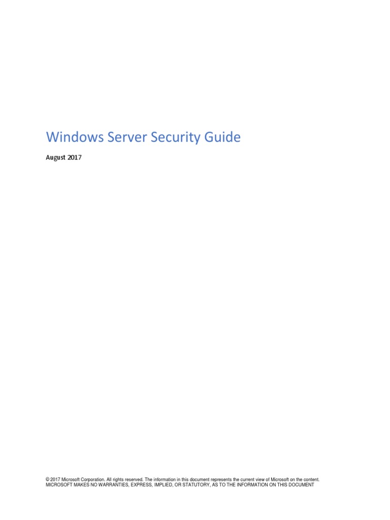 Windows Server 2016 Security Guide en US | PDF