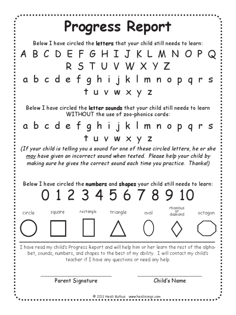 Alphabet Progress Report PDF | PDF