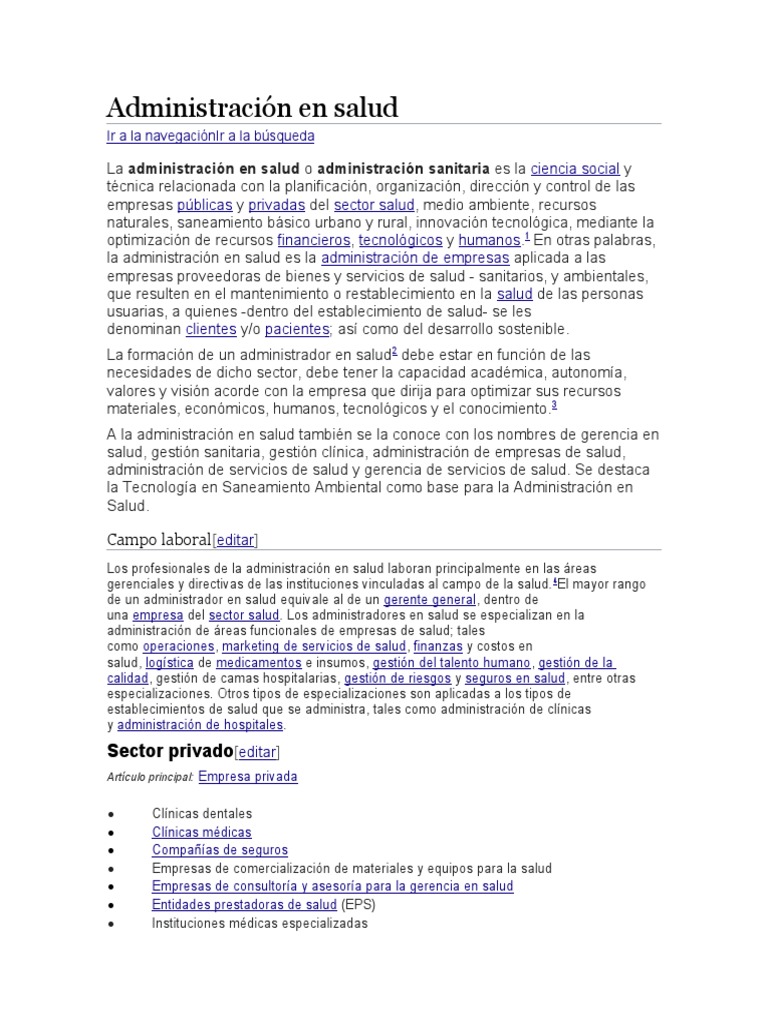 La Administracion en Salud | PDF | Administración de Salud | Business