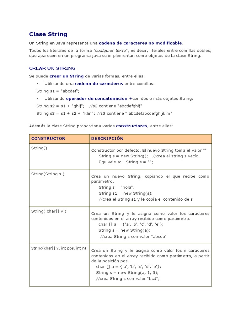 Clase String PDF | PDF | Cadena (informática) | Java (lenguaje de ...