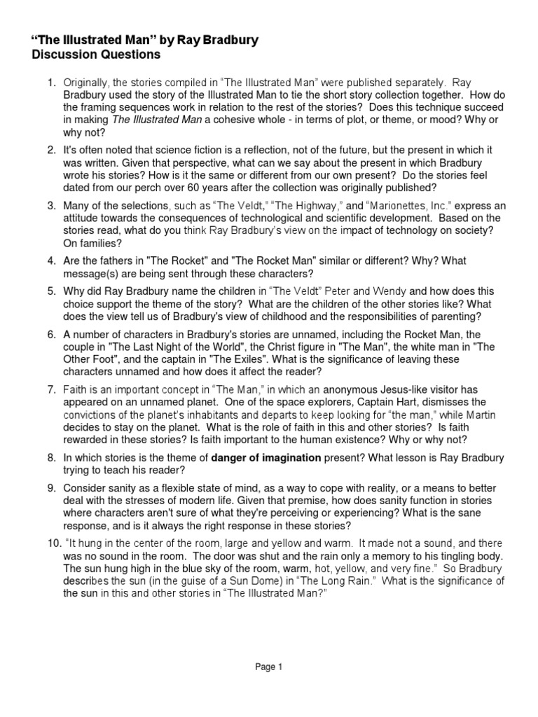 Illustrated Man Discussion Questions | PDF | Nature