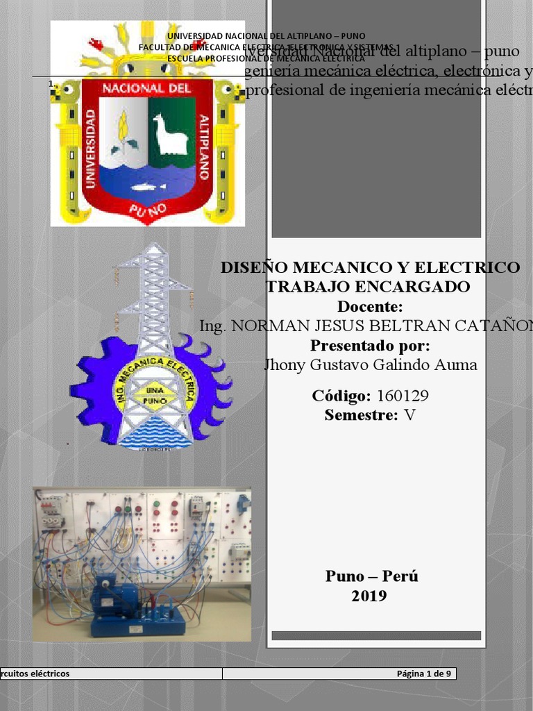DISEÑO Mecanico y Electrico | PDF | Energia electrica | Corriente eléctrica