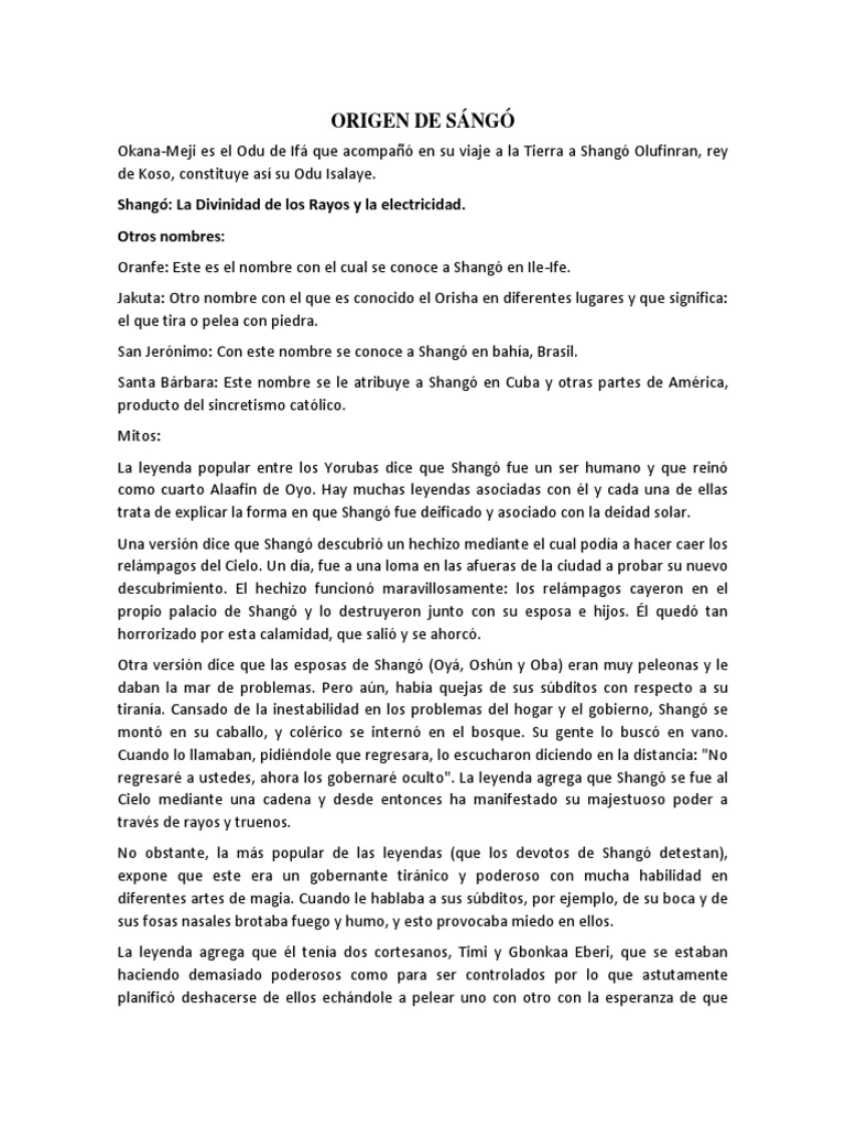 Origen de Sángó | PDF | Religión y creencia