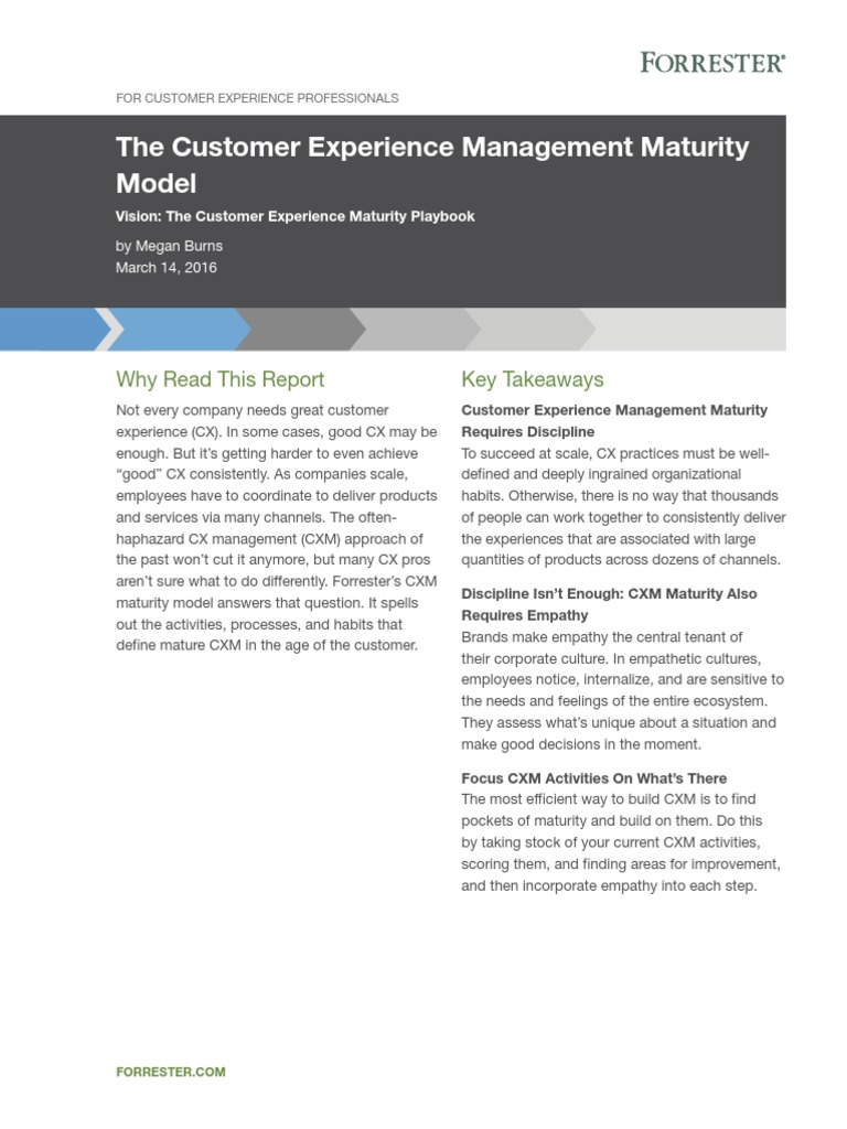 The Customer Experience Management Maturity Model: Key Takeaways Why ...