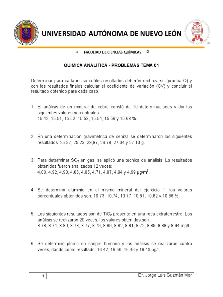 Qa Tema 01 Prueba Q y CV | PDF | Ciencia y matemática